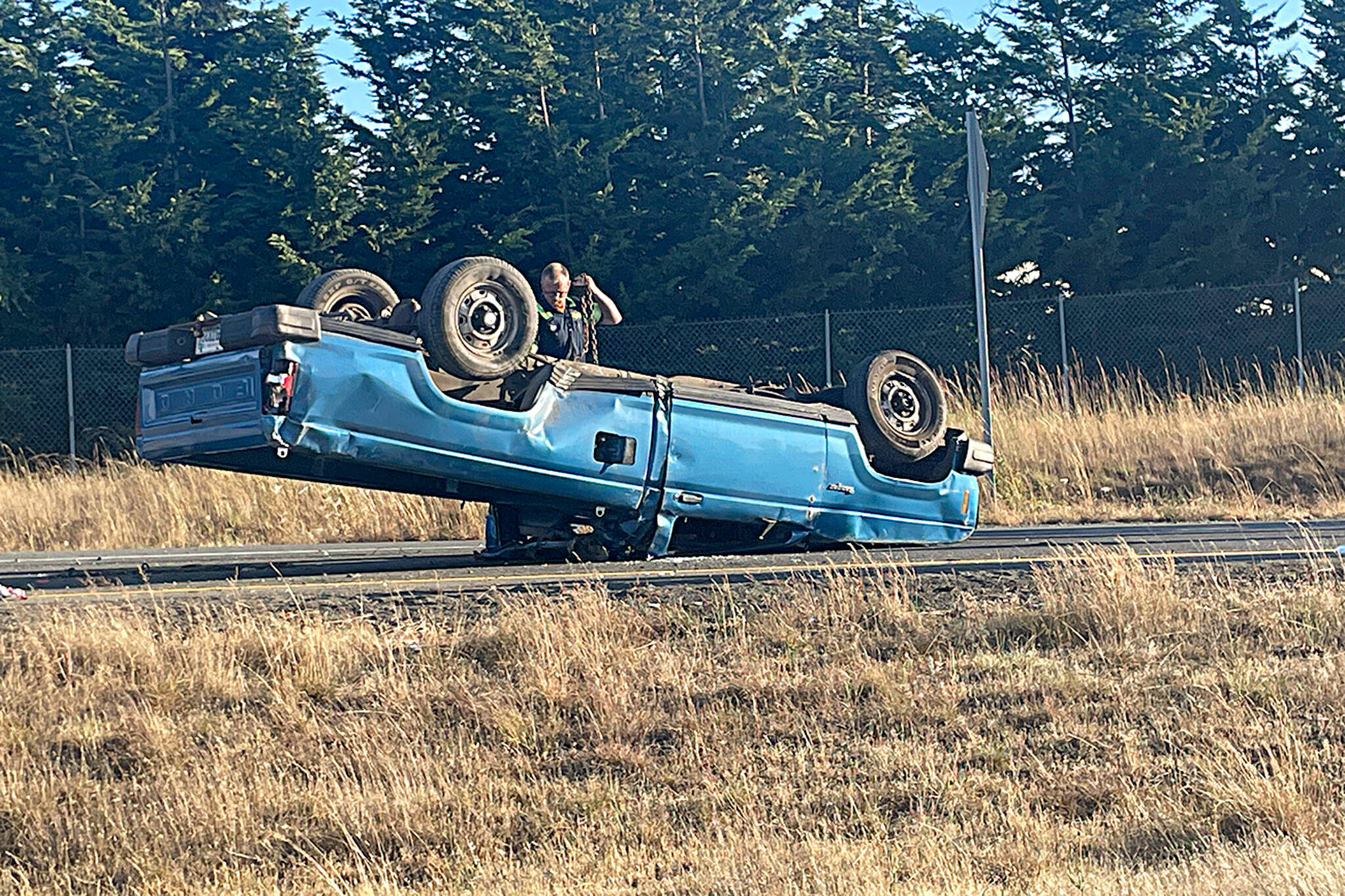 Updated: Man airlifted after River Road off-ramp rollover | Sequim Gazette