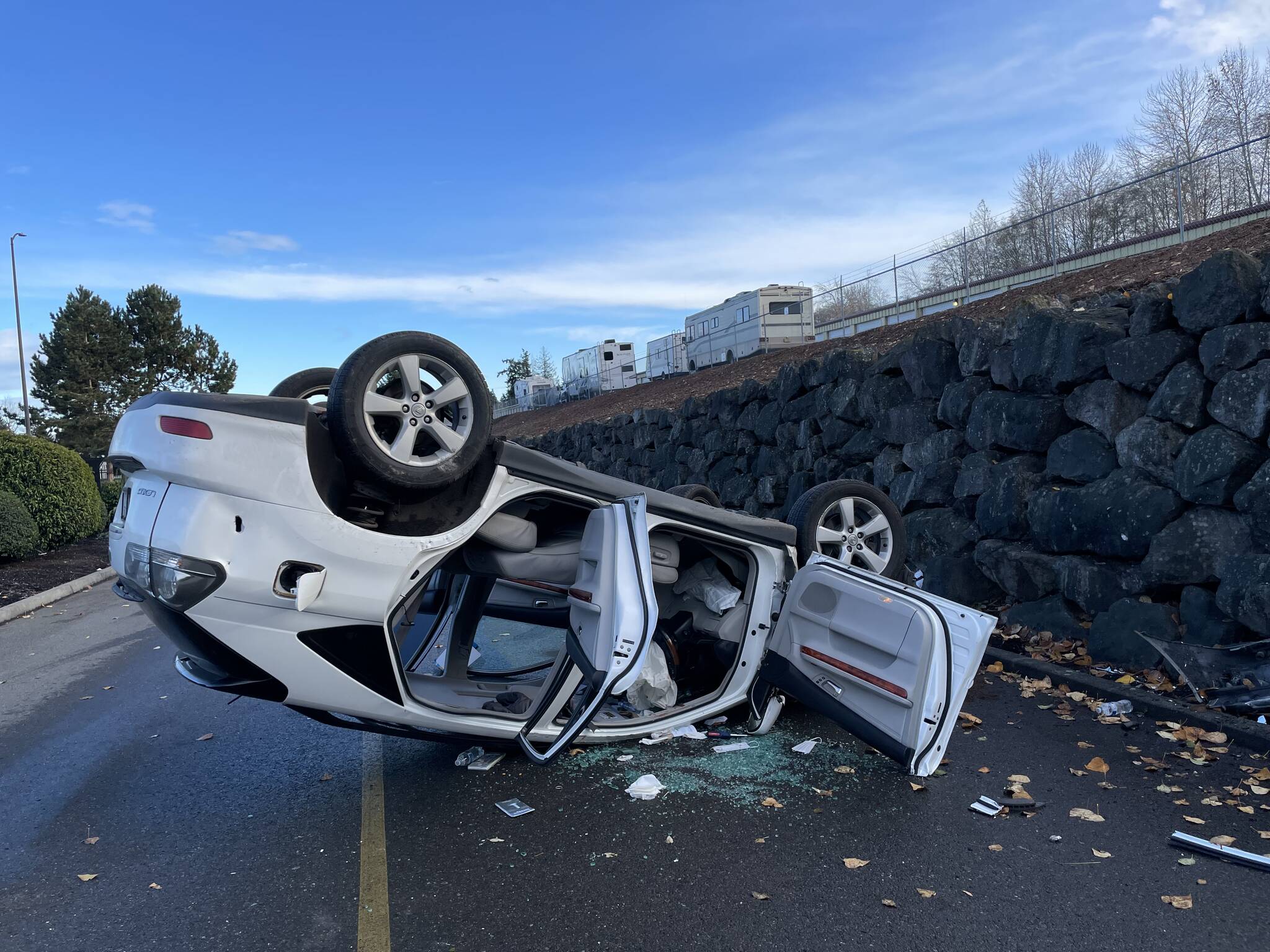 SUV flips behind PUD HQ | Sequim Gazette